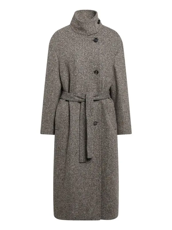 Brunello Cucinelli Sparkling Camel And Black Virgin Wool Coat - Brown