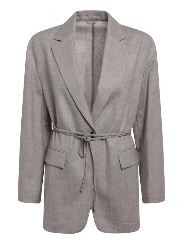 Brunello Cucinelli Melange Virgin Wool Blazer In Almond - Brown