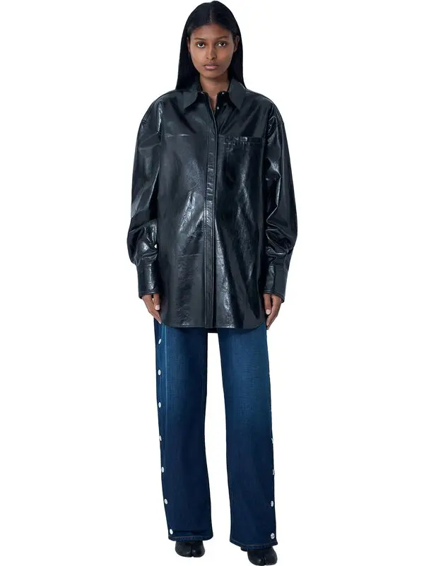 Sportmax Leather Overshirt Jacket - Black