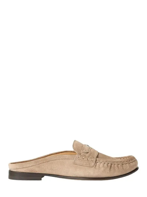 Fendi Scrunch Sabots In Beige Suede - Cream