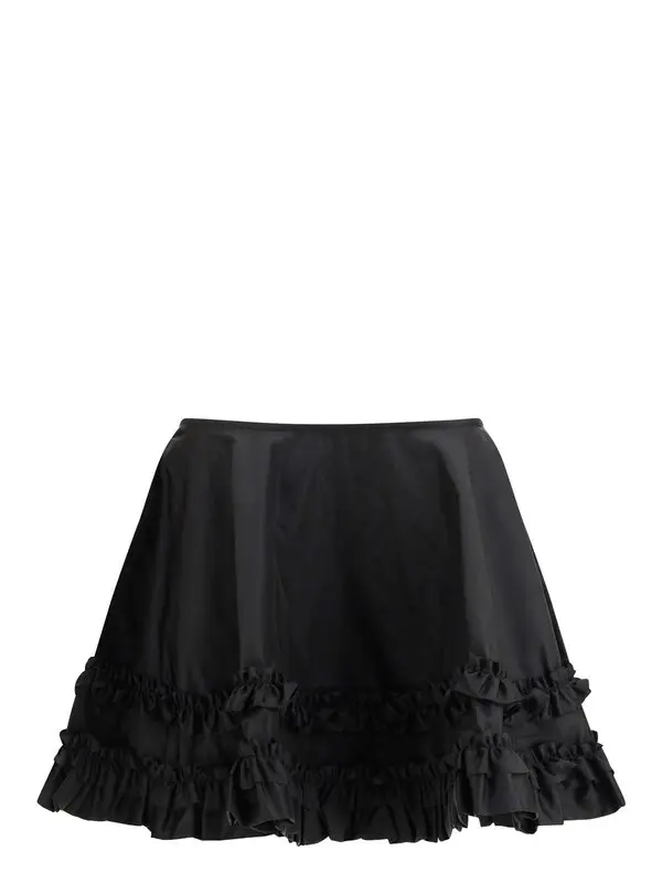 GANNI Duchesse Nylon Mini Frill Skirt - Black
