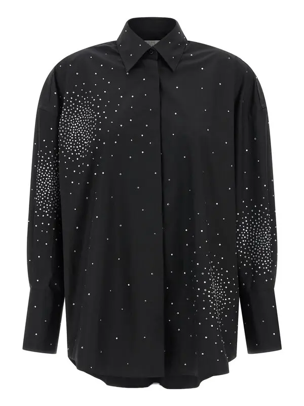 Giuseppe Di Morabito Rhinestone Embellished Cotton Poplin Shirt - Black