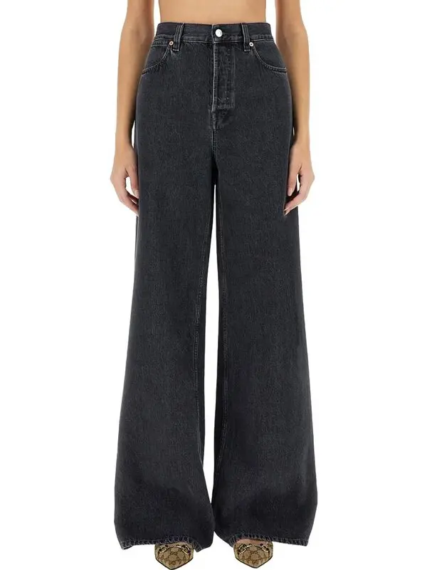 Gucci Wide Leg Denim Pants - Multicolor