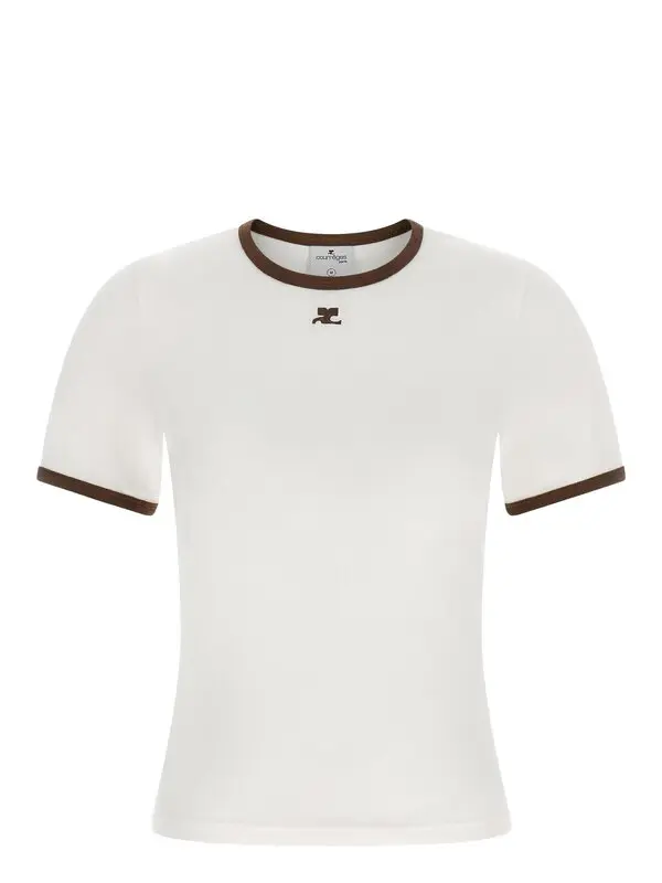 COURREGES Signature Contrast T-shirt - Brown
