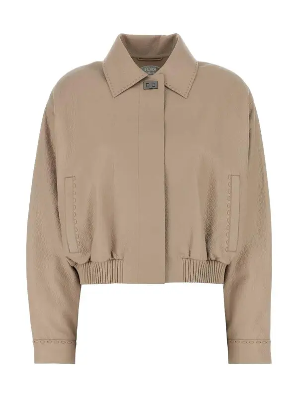 Fendi Cappuccino Leather Jacket - Brown