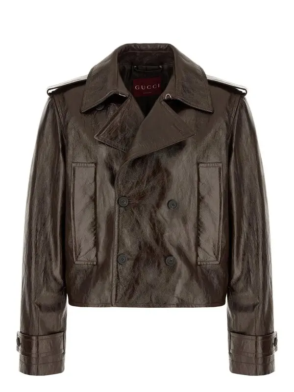 Gucci Leather Double-breasted Jacket - Multicolor