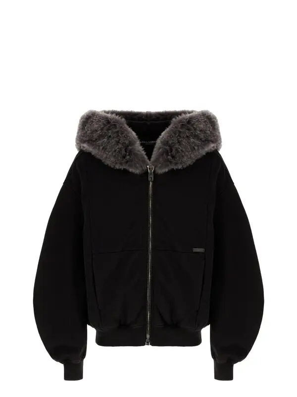 Dolce & Gabbana Fur Trimmed Hooded Bomber Jacket - Multicolor