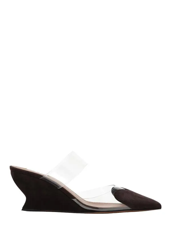 Alaïa Heart 60 Leather Wedge Mules - Brown