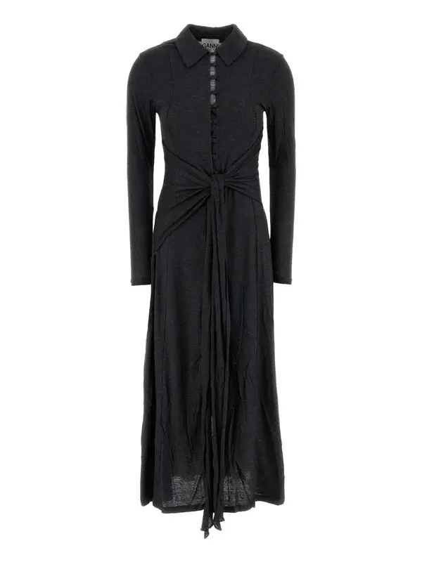 GANNI Jersey Shirt Dress - Gray