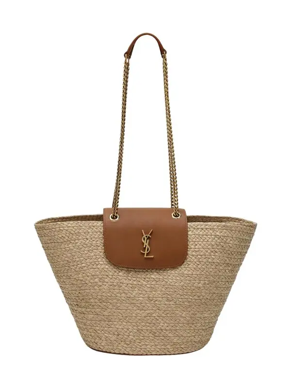 Saint Laurent Manon Raffia Basket Bag - Cream