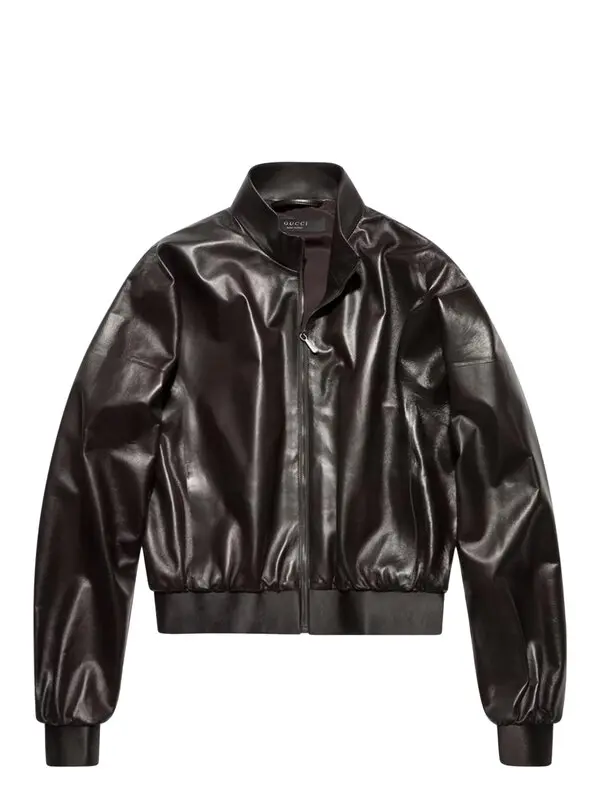 Gucci Soft Nappa Leather Bomber Jacket - Brown