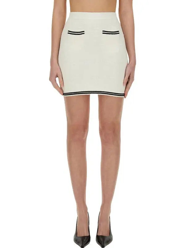 SELF-PORTRAIT Jacquard Skirt - Cream
