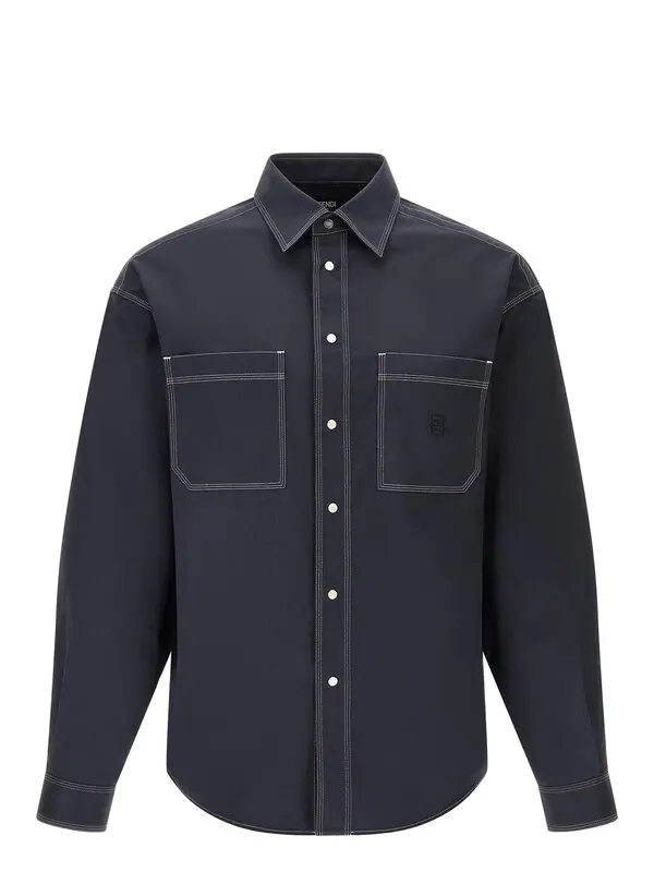 Fendi Ff Selleria' Logo Shirt - Blue