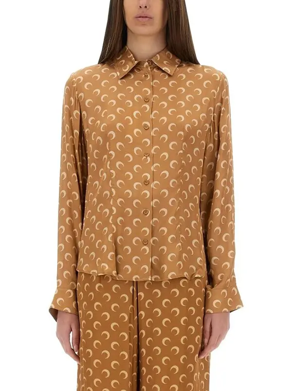 MARINE SERRE Moon Satin Shirt - Cream