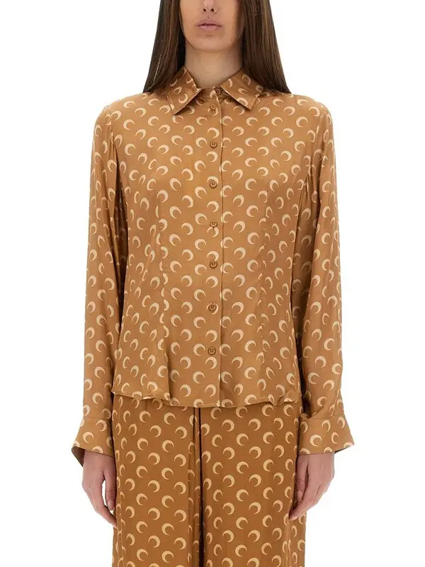 MARINE SERRE Moon Satin Shirt - Cream