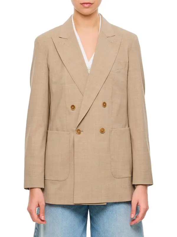 Max Mara Wool Blend Double-breasted Blazer - Cream