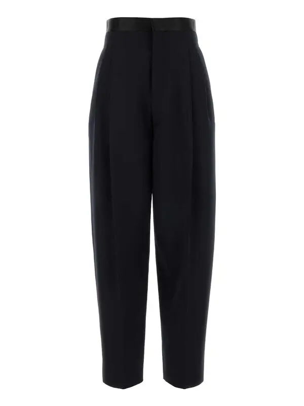Bottega Veneta Midnight Wool Wide-leg Pant - Blue
