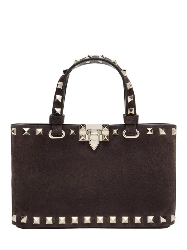 Valentino Garavani Suede Rockstud Mini Shopping Bag - Brown