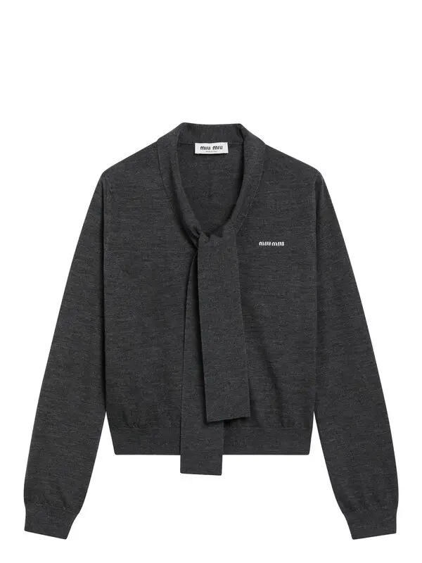 Miu Miu Virgin Wool Cardigan - Gray