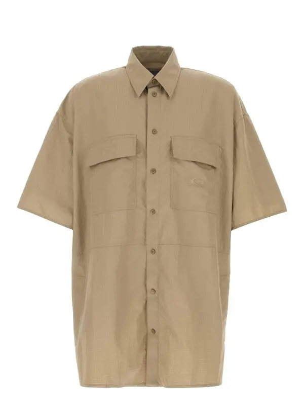 Balenciaga Cappuccino Tech Fabric Oversize Shirt - Brown