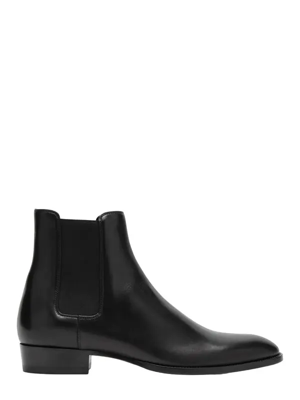 Saint Laurent Wyatt Leather Chelsea Boots - Black