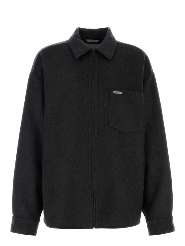 Balenciaga Wool Blend Zip Up Jacket - Gray
