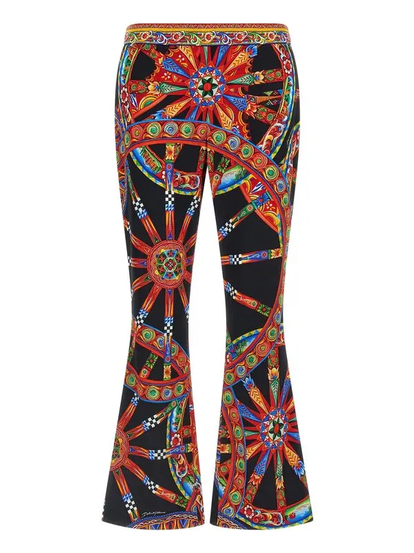 Dolce & Gabbana Carretto Silk Flared Pants - Multicolor