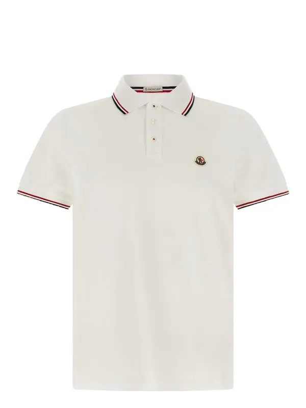 Moncler Tricolor Trim Polo Shirt - White