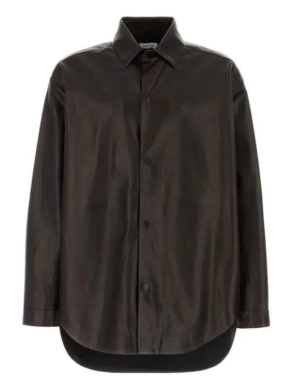Fear Of God Dark Leather Oversize Shirt - Brown