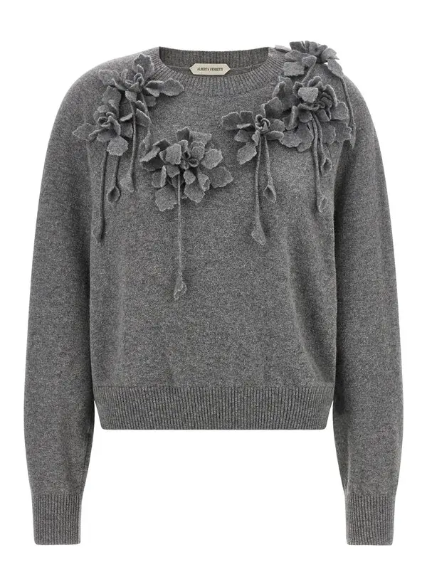 Alberta Ferretti Embroidered Flower Sweater - Gray