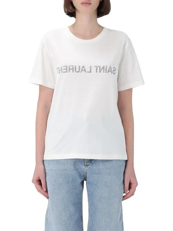 Saint Laurent Logo Print T-shirt - White