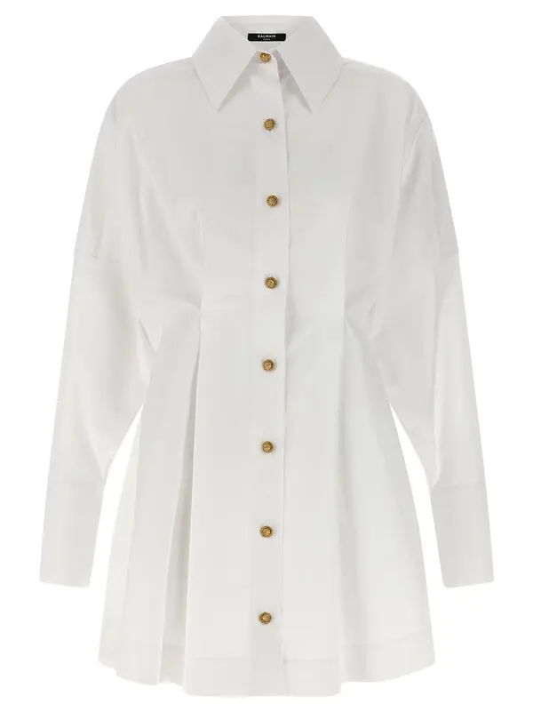 Balmain Cotton Poplin Chemisier Dress - White