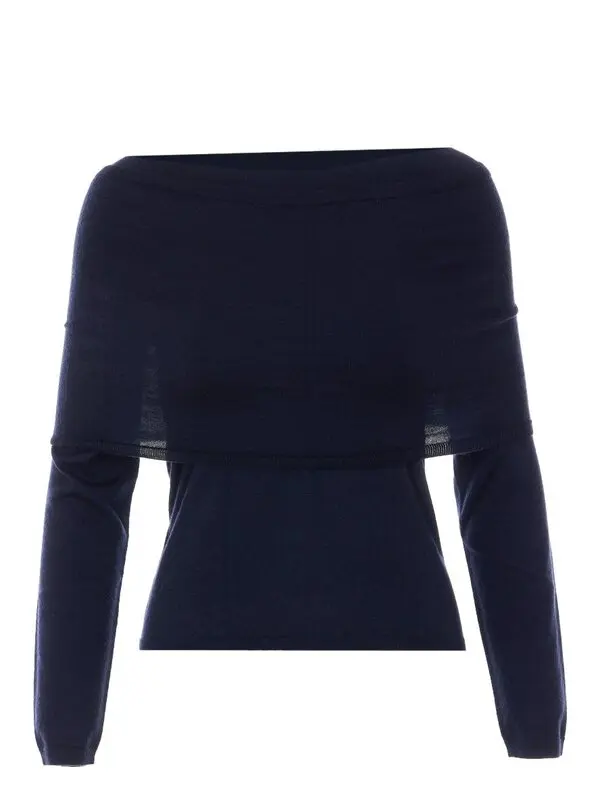 Max Mara Faretra Long-sleeve Cashmere Top - Blue