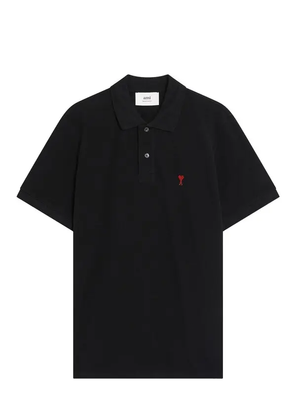 AMI Paris De Coeur Polo Shirt - Black
