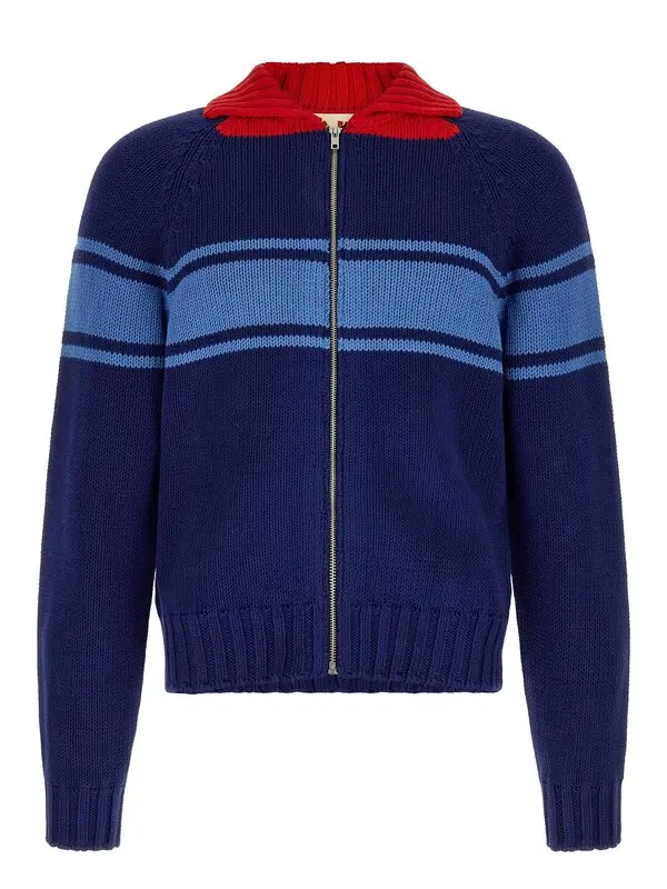Marni Color Block Details Cardigan - Blue