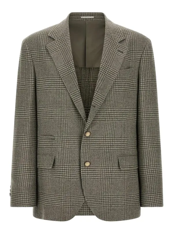 Brunello Cucinelli Prince Of Wales Blazer - Green