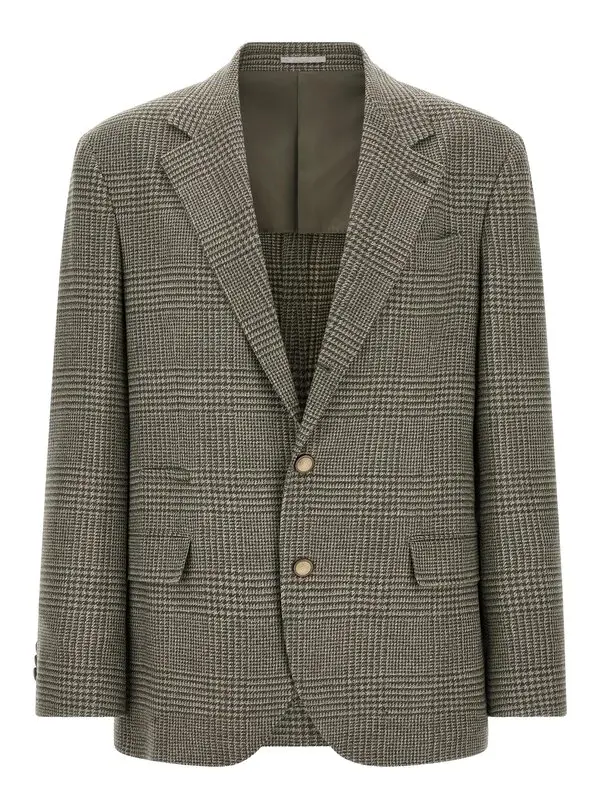Brunello Cucinelli Prince Of Wales Blazer - Green