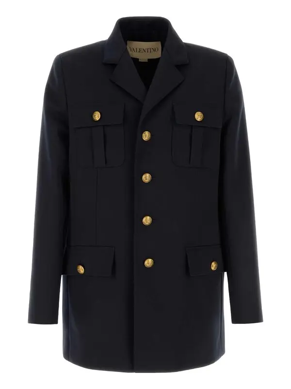 Valentino Garavani Navy Wool Blazer - Blue