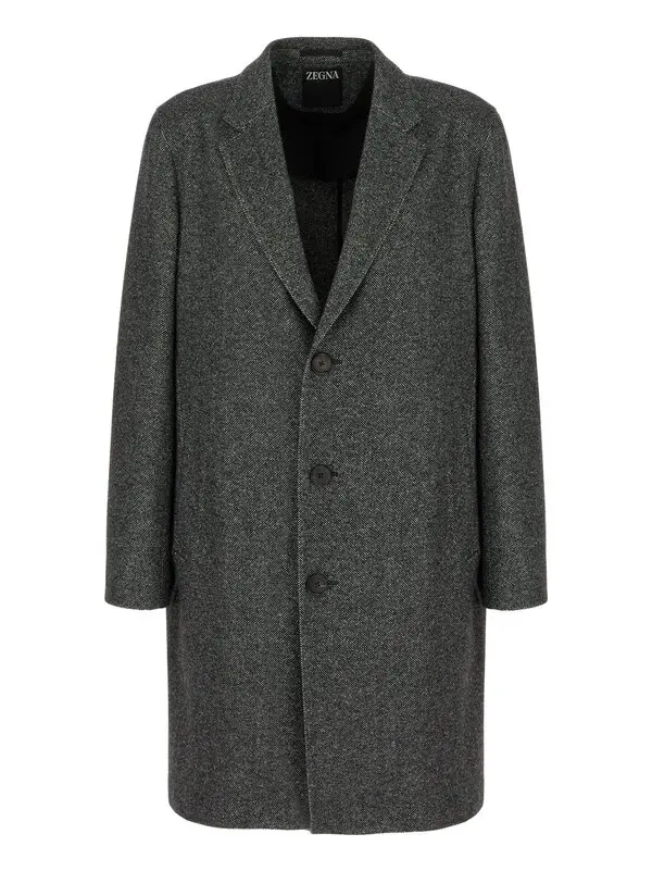 Zegna Single Breasted Overcoat - Multicolor