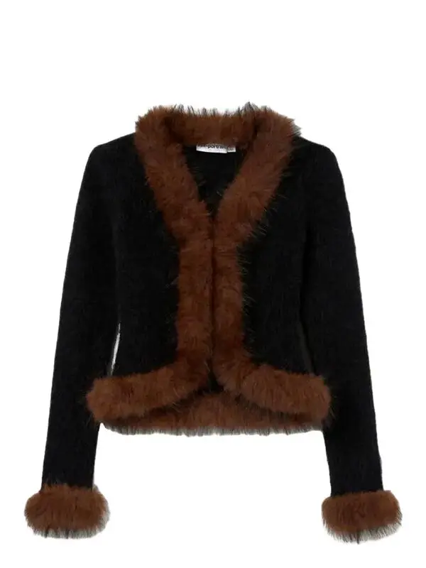 SELF-PORTRAIT Faux Fur Knit Cardigan - Multicolor