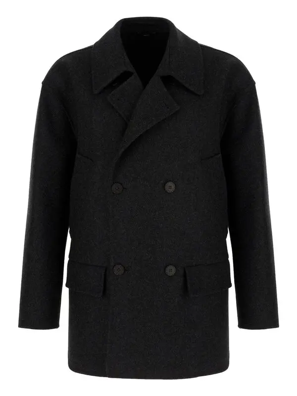 Fendi Textured Double Breasted Pea Coat - Multicolor