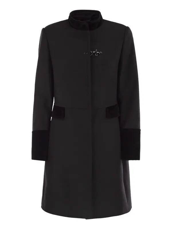 FAY Wool Cloth Coat - Black