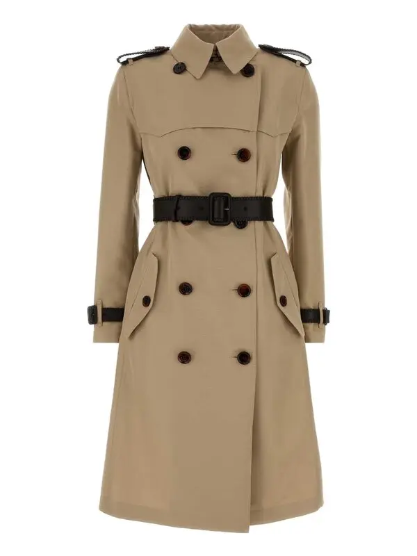 Burberry Beige Gabardine Trench Coat - Brown