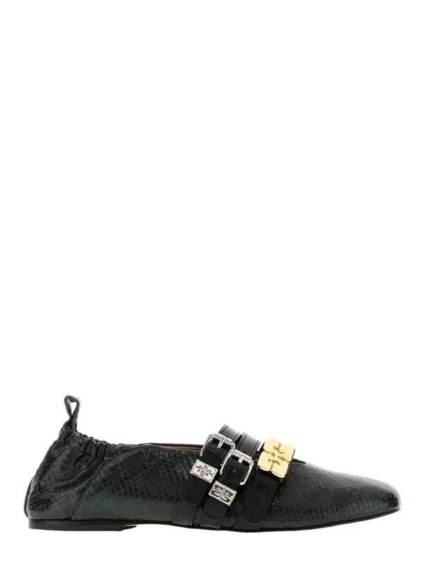 GANNI Printed Synthetic Leather Ballerinas - Multicolor