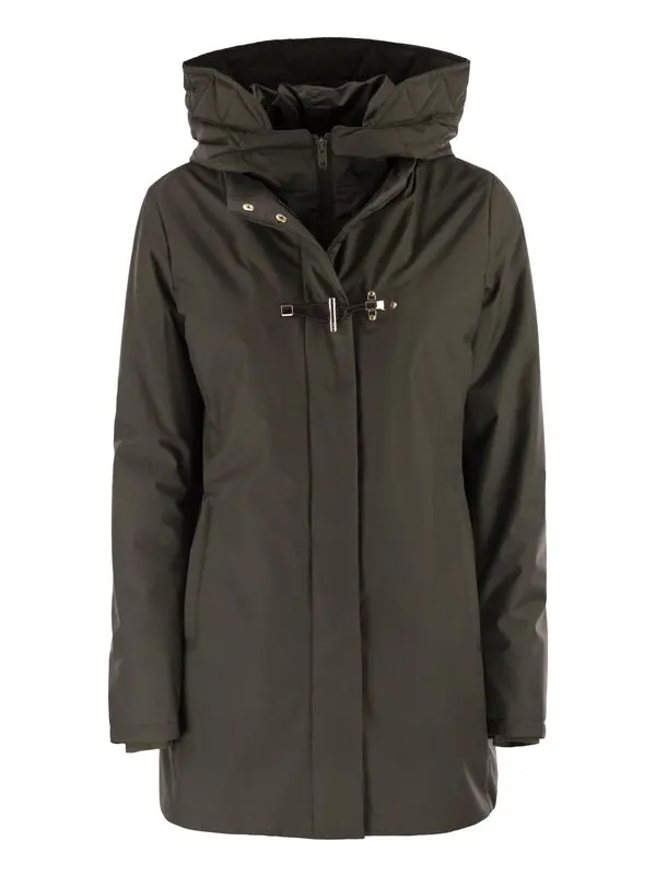FAY Technical Gabardine Toggle Coat - Green