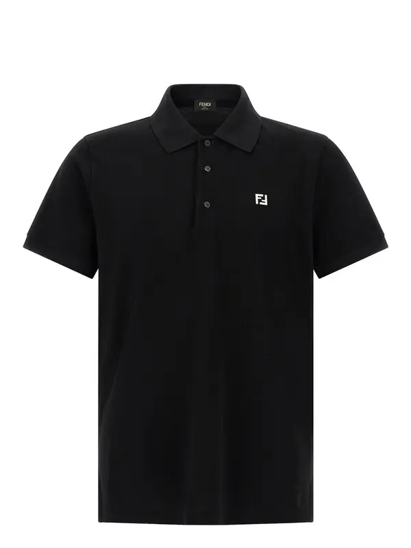 Fendi Ff Metallic Logo Polo Shirt - Black