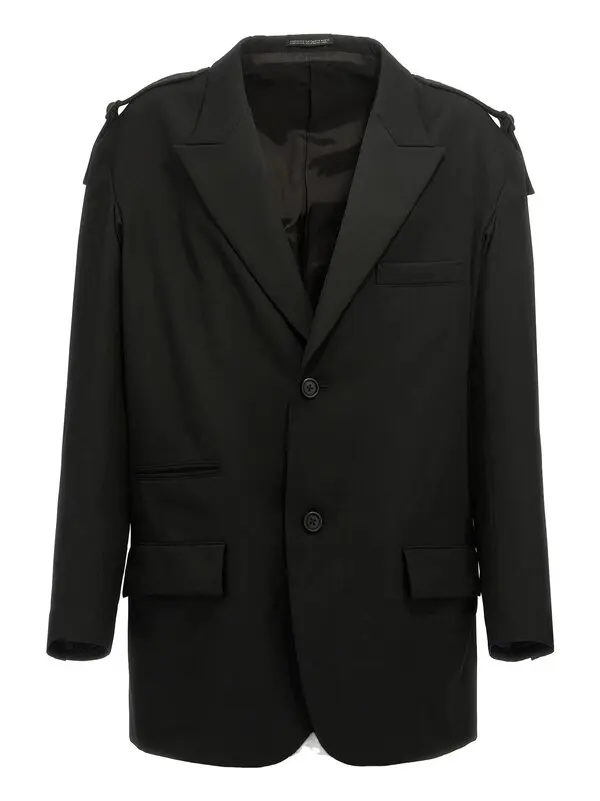 Yohji Yamamoto Single-breasted Blazer With Strap Detail - Black