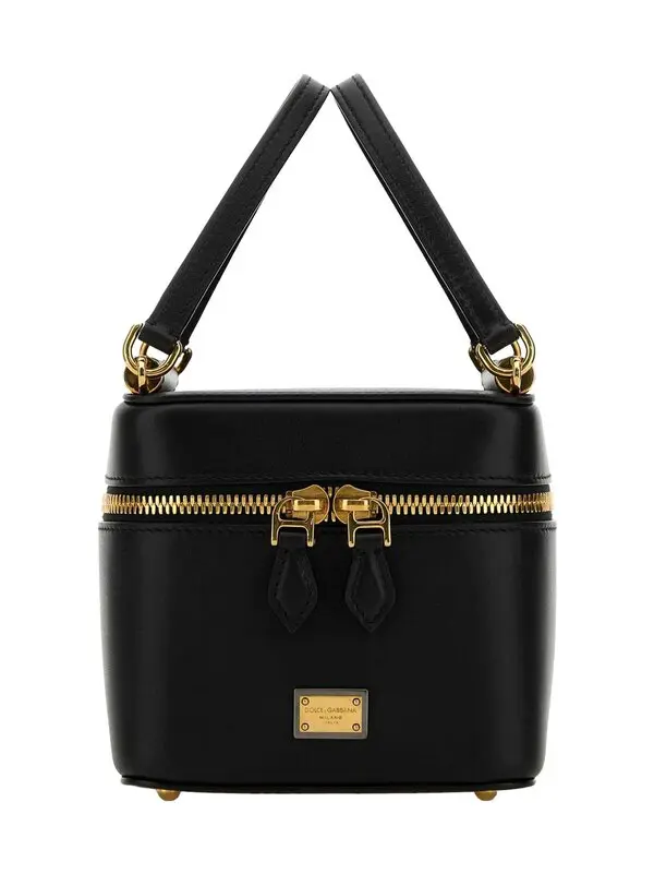 Dolce & Gabbana Leather Sicily Cube Handbag - Black