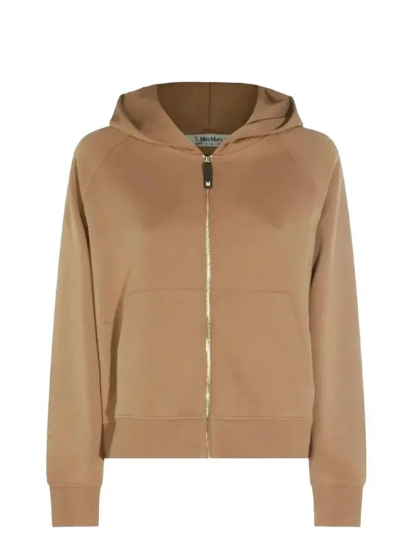 Max Mara Cotton Hooded Zip Up Sweatshirt - Multicolor