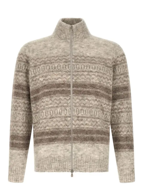 Brunello Cucinelli Nordic Jacquard' Cardigan - Cream